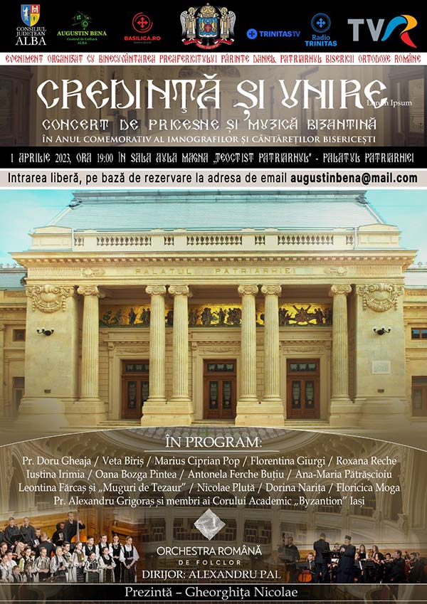 Știri culturale - „Credință și Unire” – concert extraordinar la Palatul ...